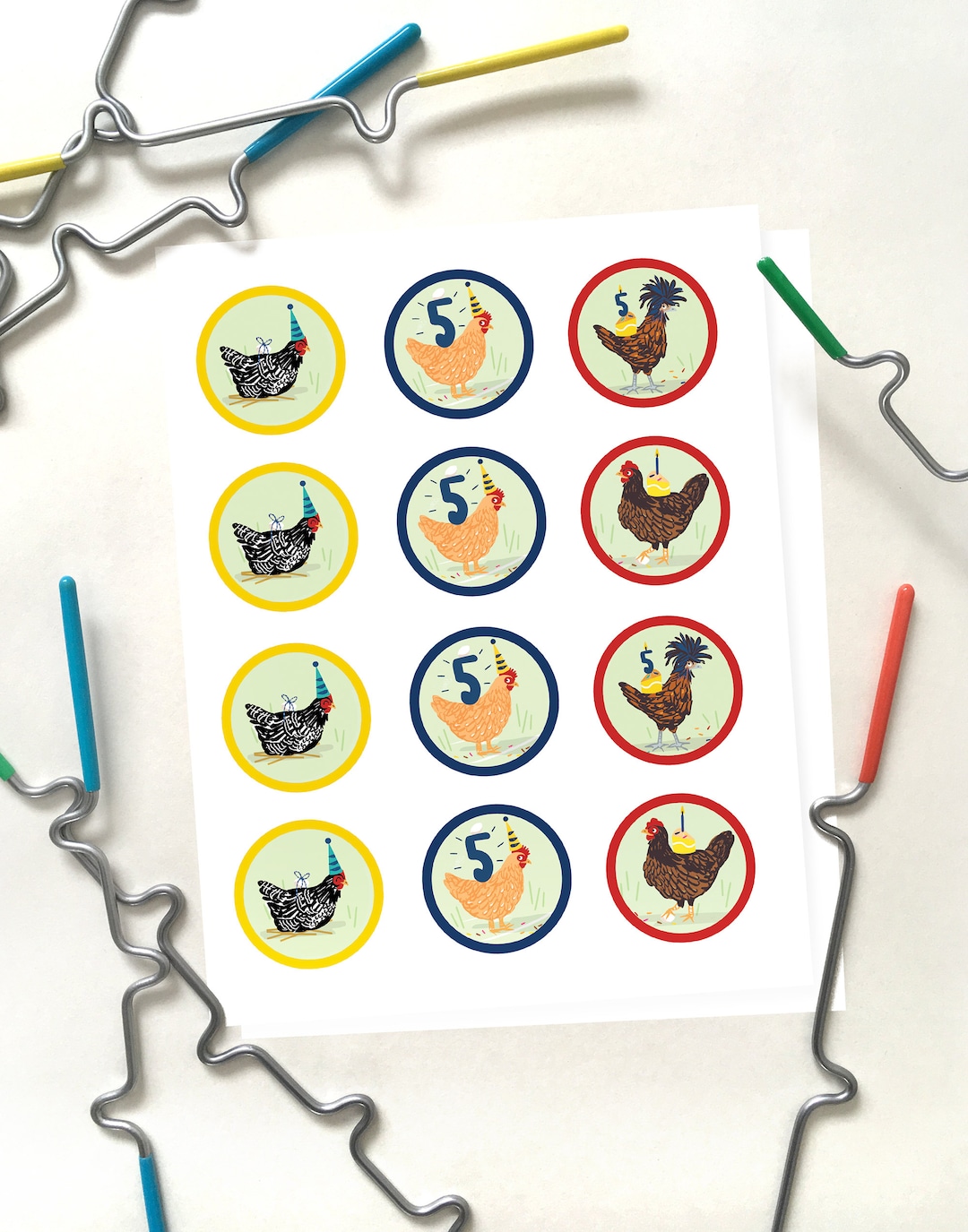 Chicken Birthday Party Cupcake Toppers, Farm Birthday Cupcake Toppers ...