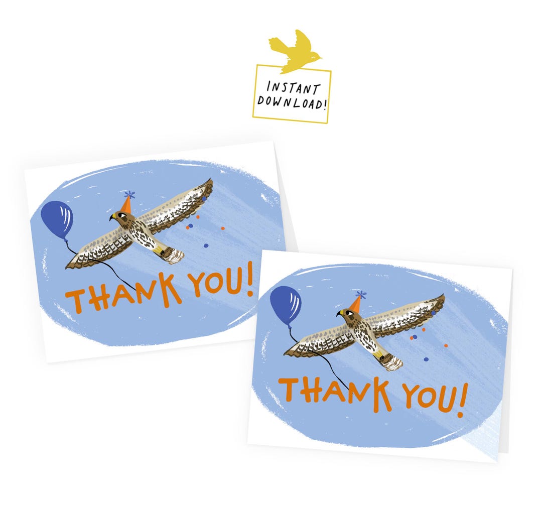 Hawk Thank You Card, Birds of Prey Thank You Card, Hawk Thank You ...