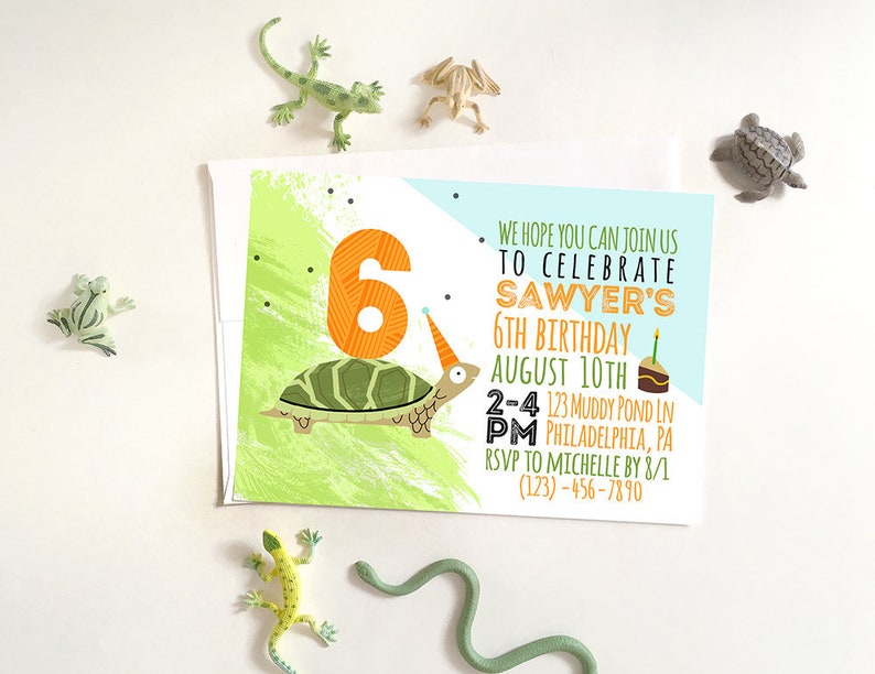 Turtle Invitation Turtle Party Nature Party Invite Turtle - Etsy