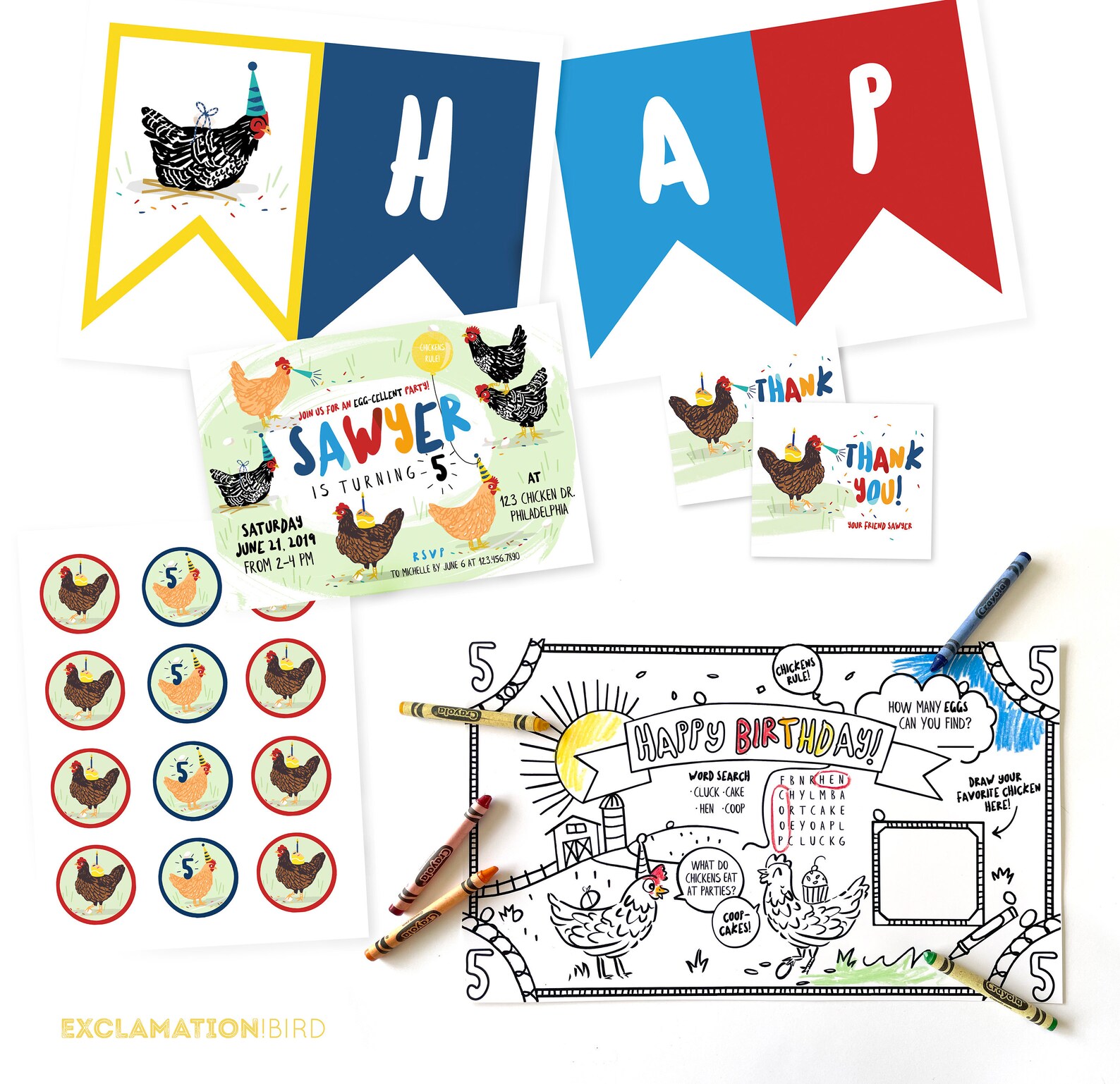 Chicken Party Bundle Printable Chicken Invitation and Party - Etsy