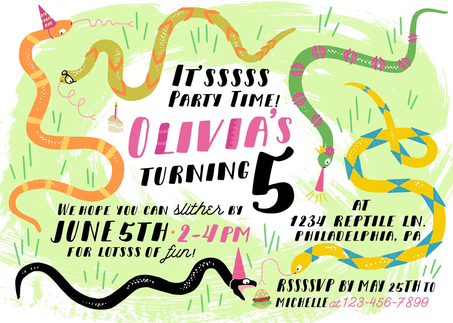Snake Birthday Invitation, Printable Snake Invitation, Snake Party - Etsy
