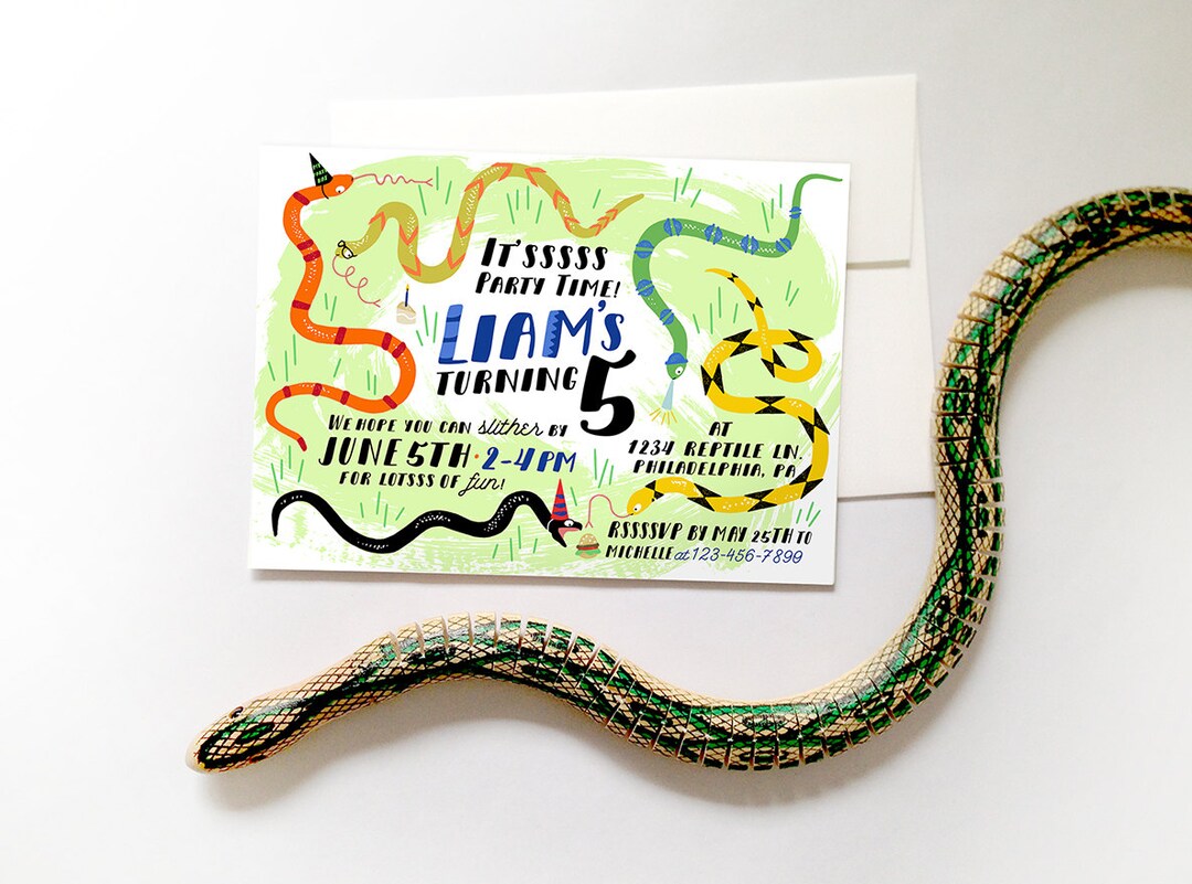Snake Birthday Party Invitation, Printable Snake Party, DIY Printable ...