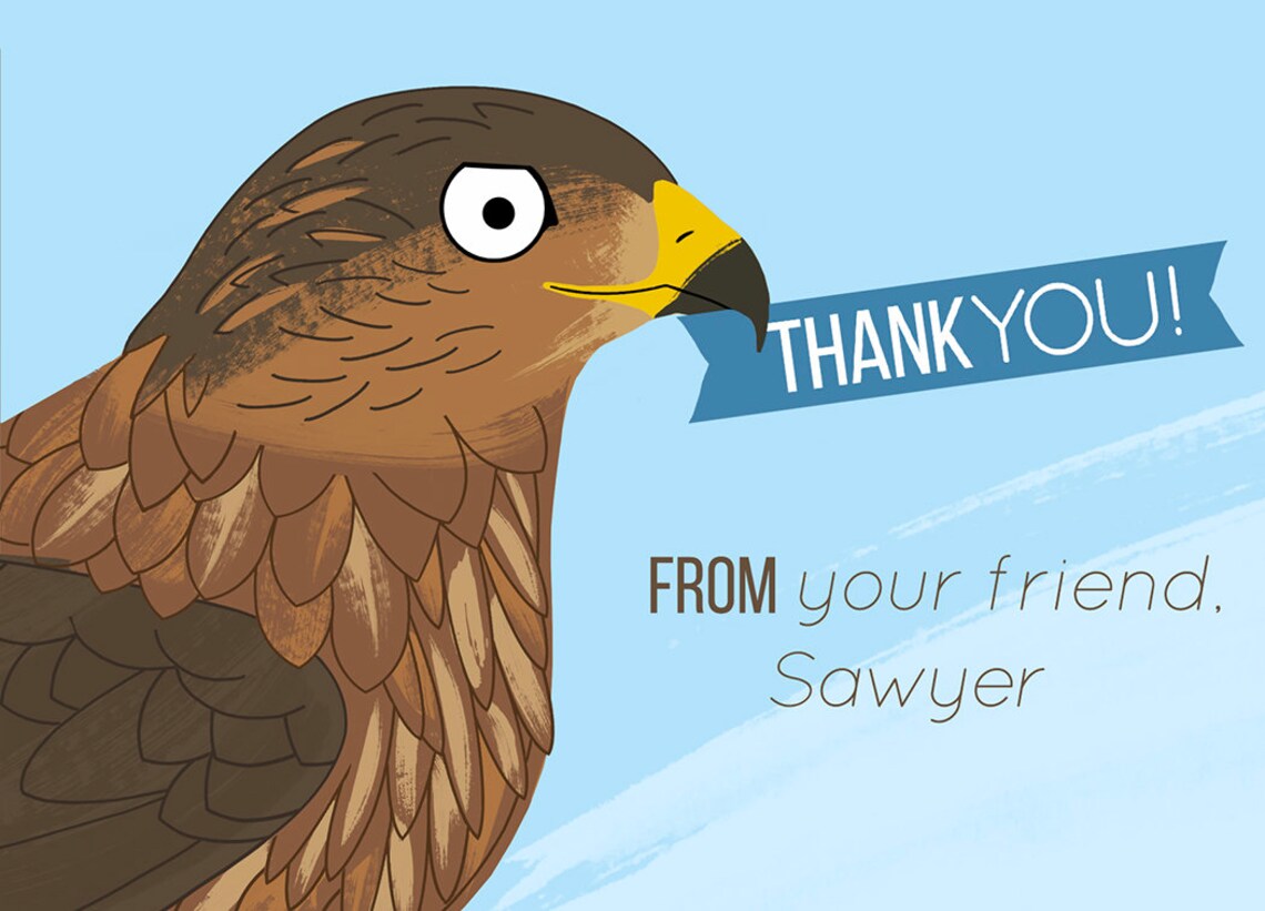 Hawk Party Favor Tag Printable DIY Favor Tag Birds of Prey | Etsy