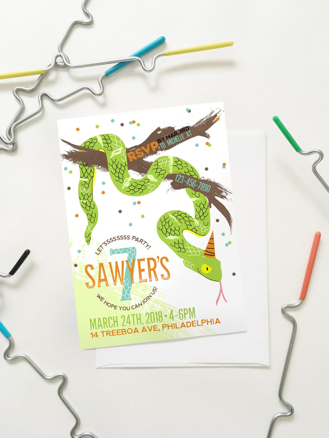 Snake Party Invitation, Printable DIY Invitation Snake, Boa Snake ...