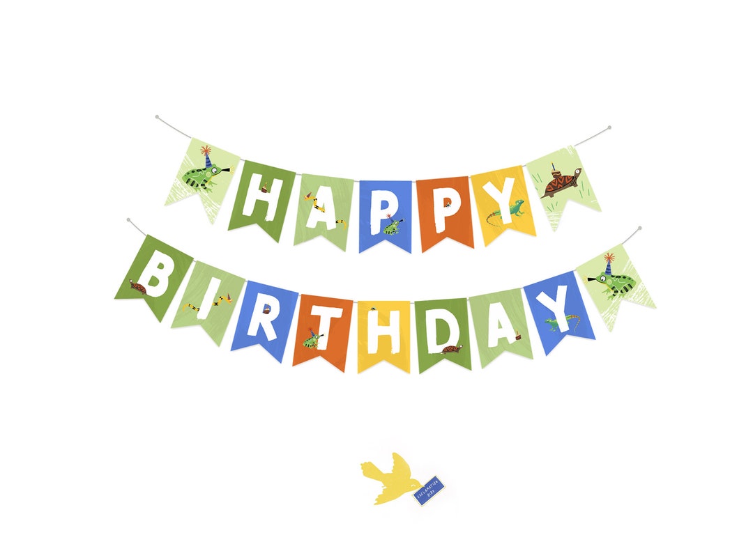 Nature Happy Birthday Banner, Kids Nature Banner, Turtle Birthday Party ...