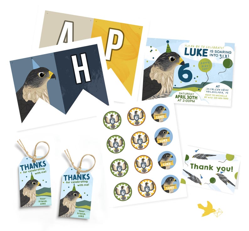 Falcon Birthday Party Bundle: Printable Invitation & Decor (digital ...