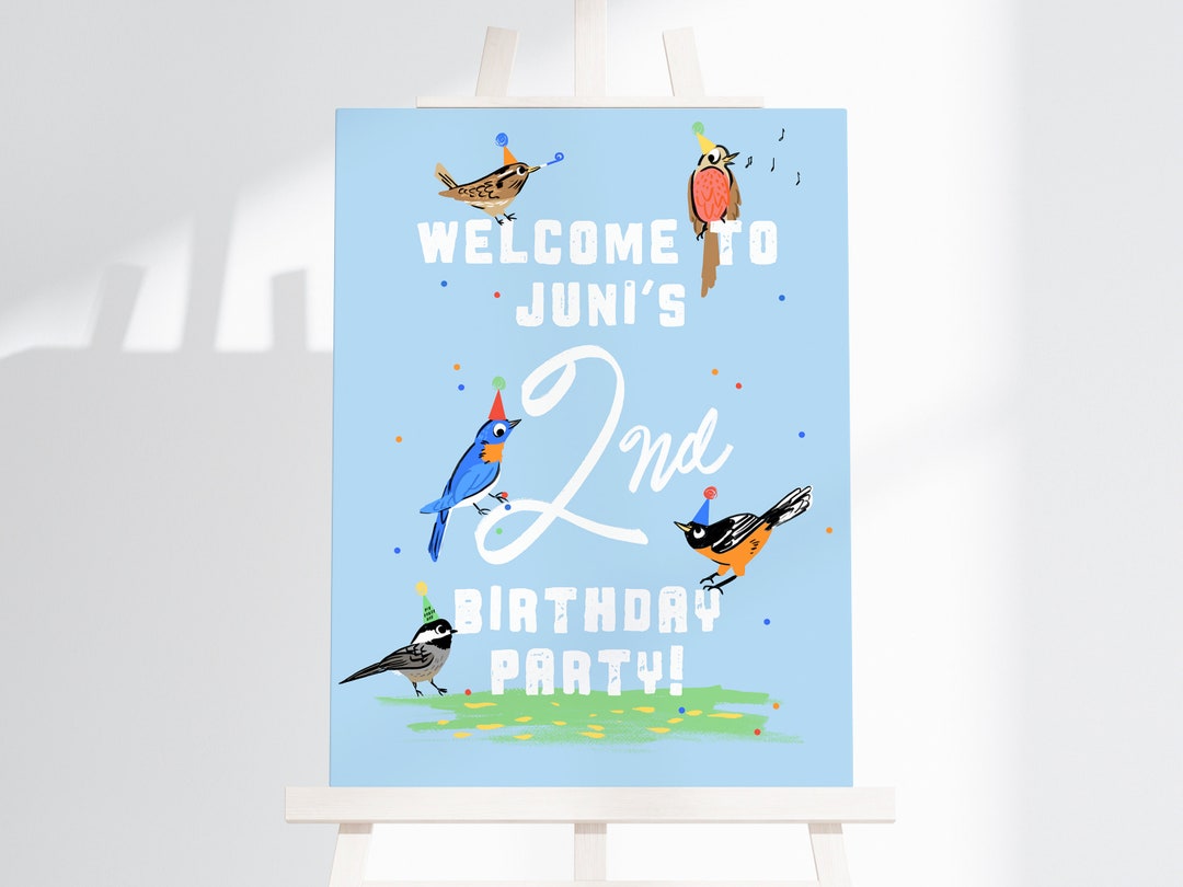 Bird Party Welcome Sign, Bird Birthday Welcome Sign, Songbird Birthday ...