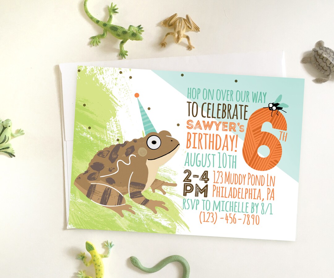 Toad Birthday Invitation, Nature Toad Party Invitation, Nature ...