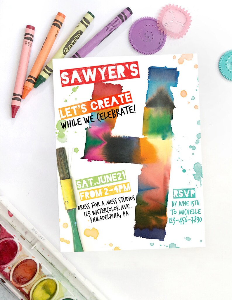 Art Party Invite Art Party Invitation Craft Party Invite | Etsy