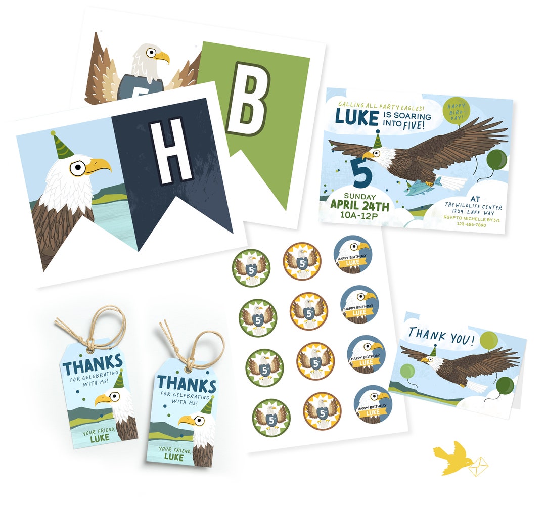 Eagle Party Bundle, Printable Eagle Invitation and Party Decor, Eagle ...