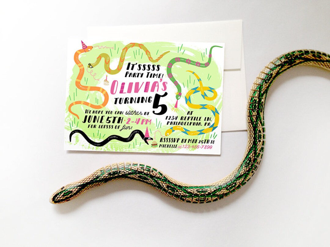 Snake Birthday Invitation, Printable Snake Invitation, Snake Party - Etsy