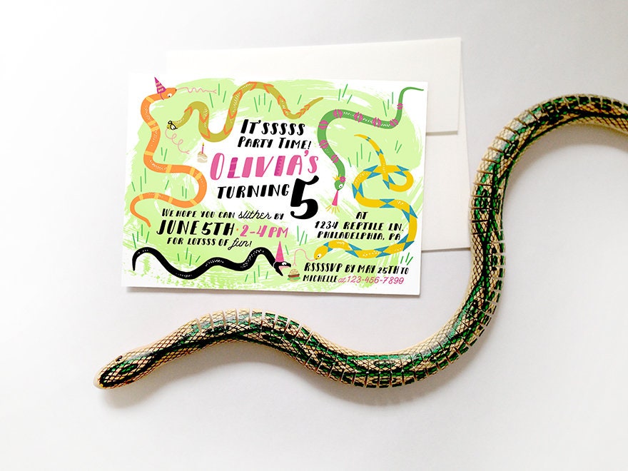 Snake Birthday Invitation, Printable Snake Invitation, Snake Party - Etsy
