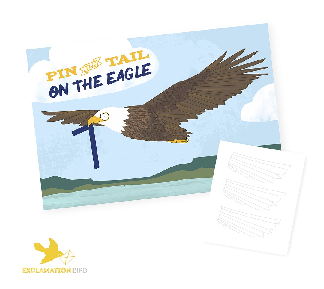 Eagle Party Game Printable, Pin the Tail on the Eagle, Custom Eagle ...
