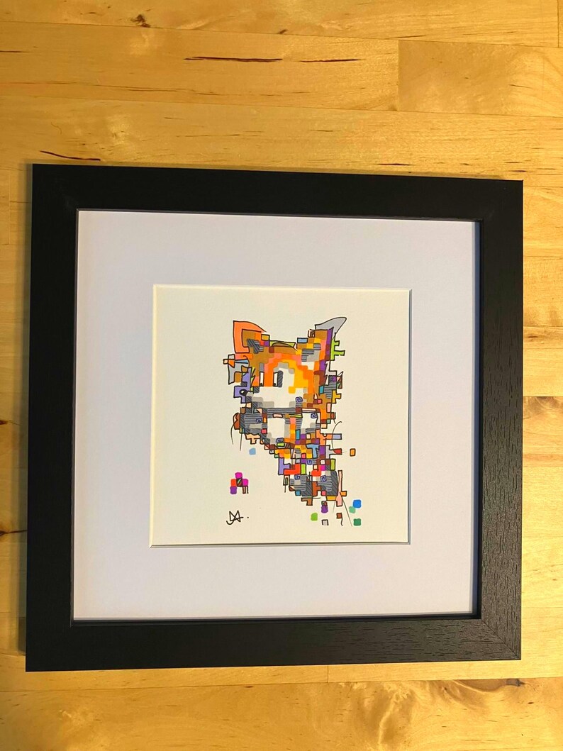 Sonic & Tails Pixel Art: Hand-drawn Framed ORIGINAL Illustration ...
