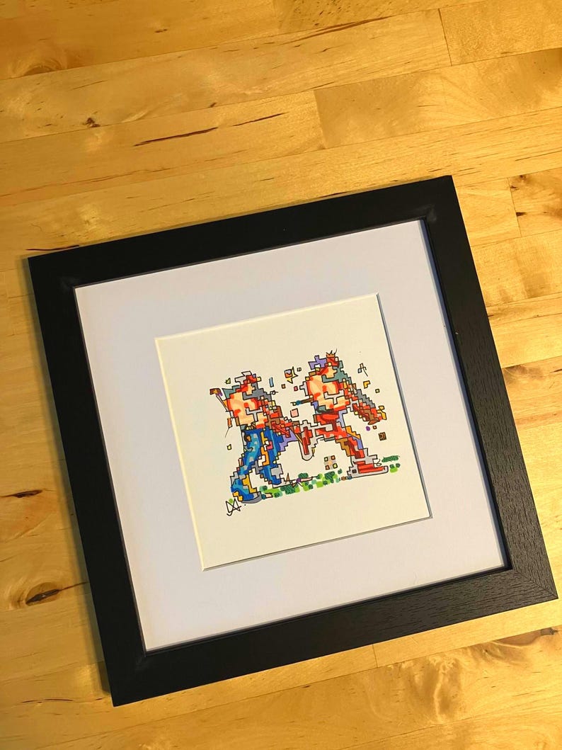 Contra Pixel Art: Hand-drawn Nintendo Artwork in Black Frame ...
