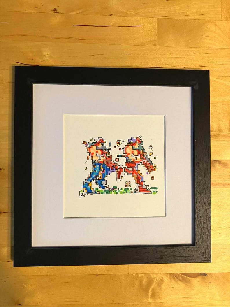 Contra Pixel Art: Hand-drawn Nintendo Artwork in Black Frame ...