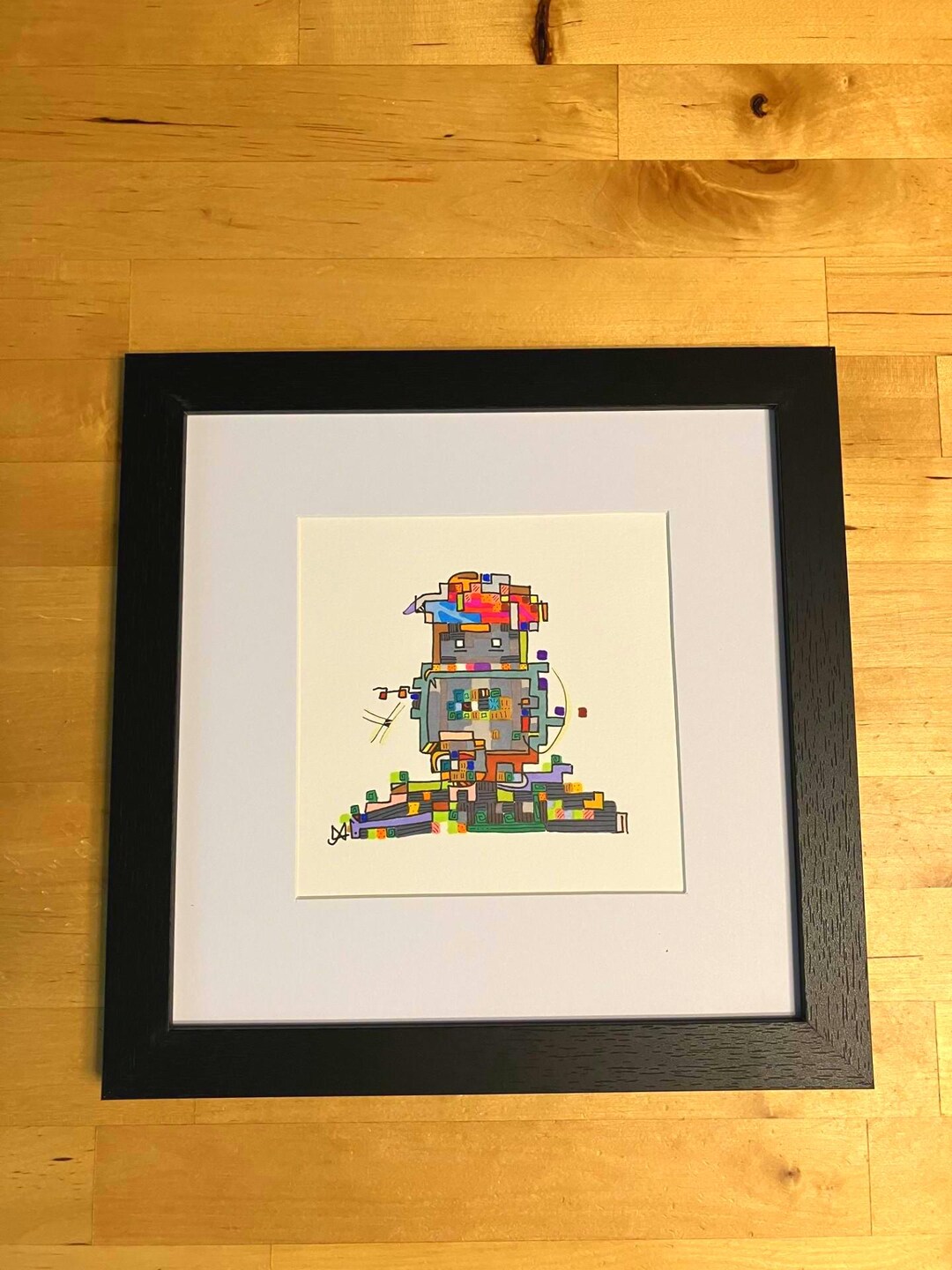 Hand Drawn Pixel Art Arcade Game: Earthbound Robot, Framed Original ...