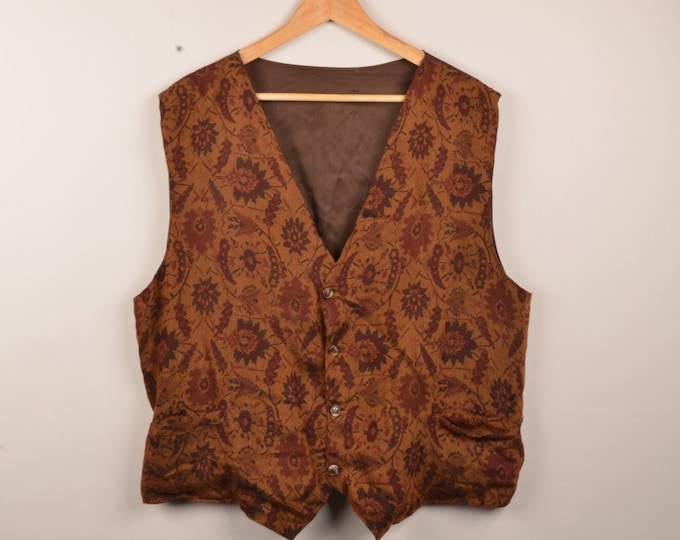 Vintage Bohemian Abstract Print Flower Gilet/waistcoat | Vintage ...