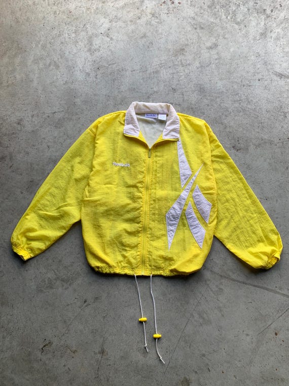 Vintage Reebok Stuttgard 1993 Yellow Track Jacket Siz… - Gem