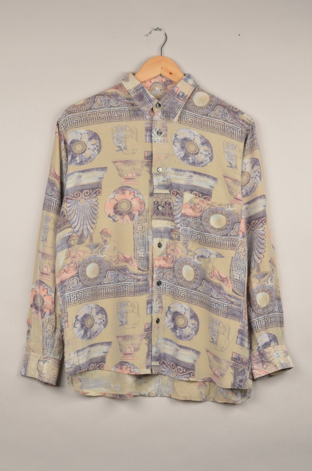 Vintage Baroque Style Colorful Blouse, Paint Art Shirt, Vintage Crazy ...