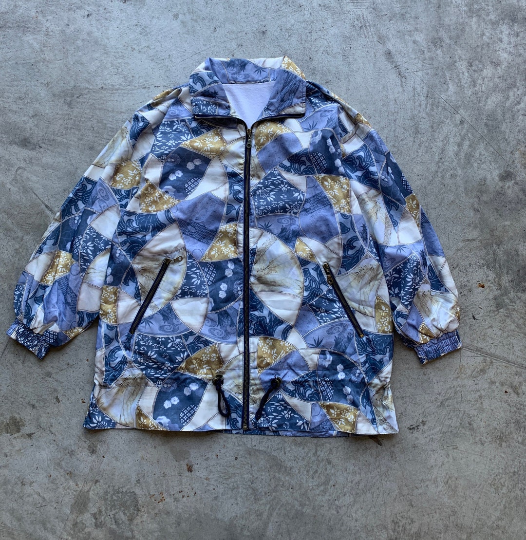 Vintage Retro Yellow Blue Track Jacket Hand Made | Retro Windbreaker ...
