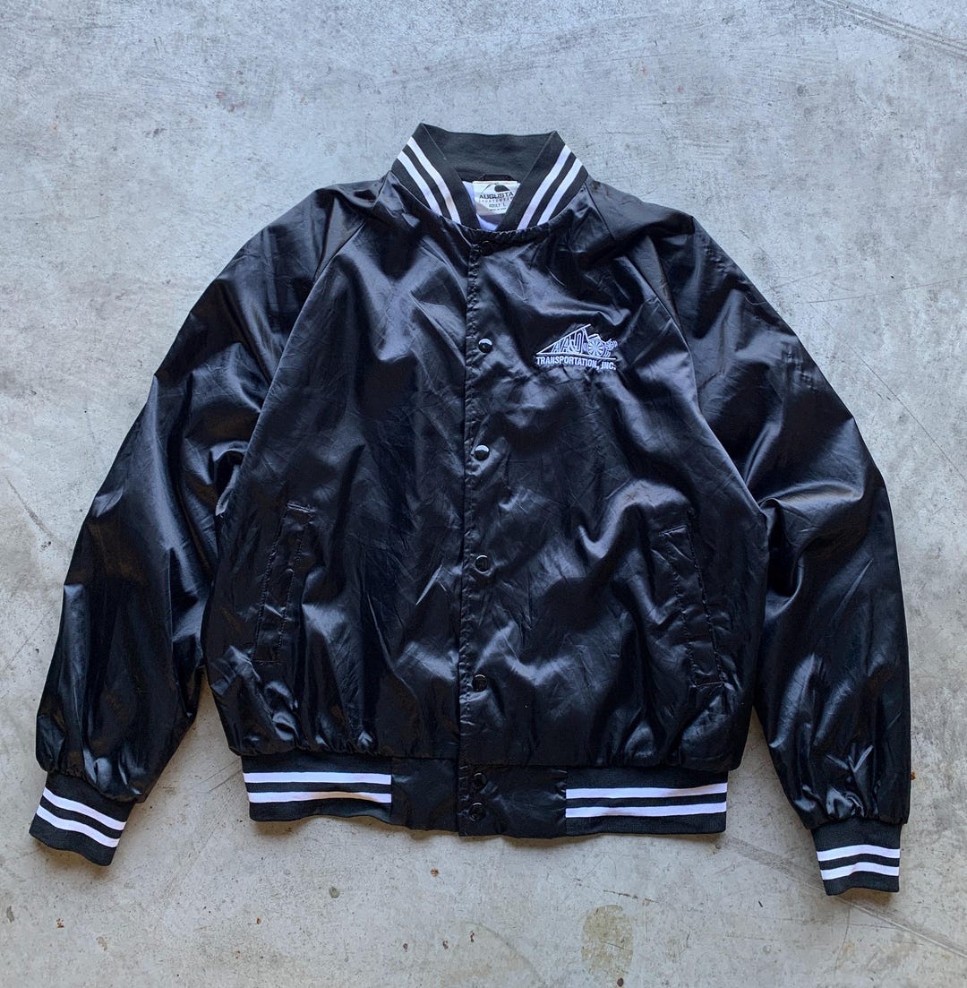Vintage 90's Black Augusta Satin Baseball Jacket | Bomber Made in USA ...