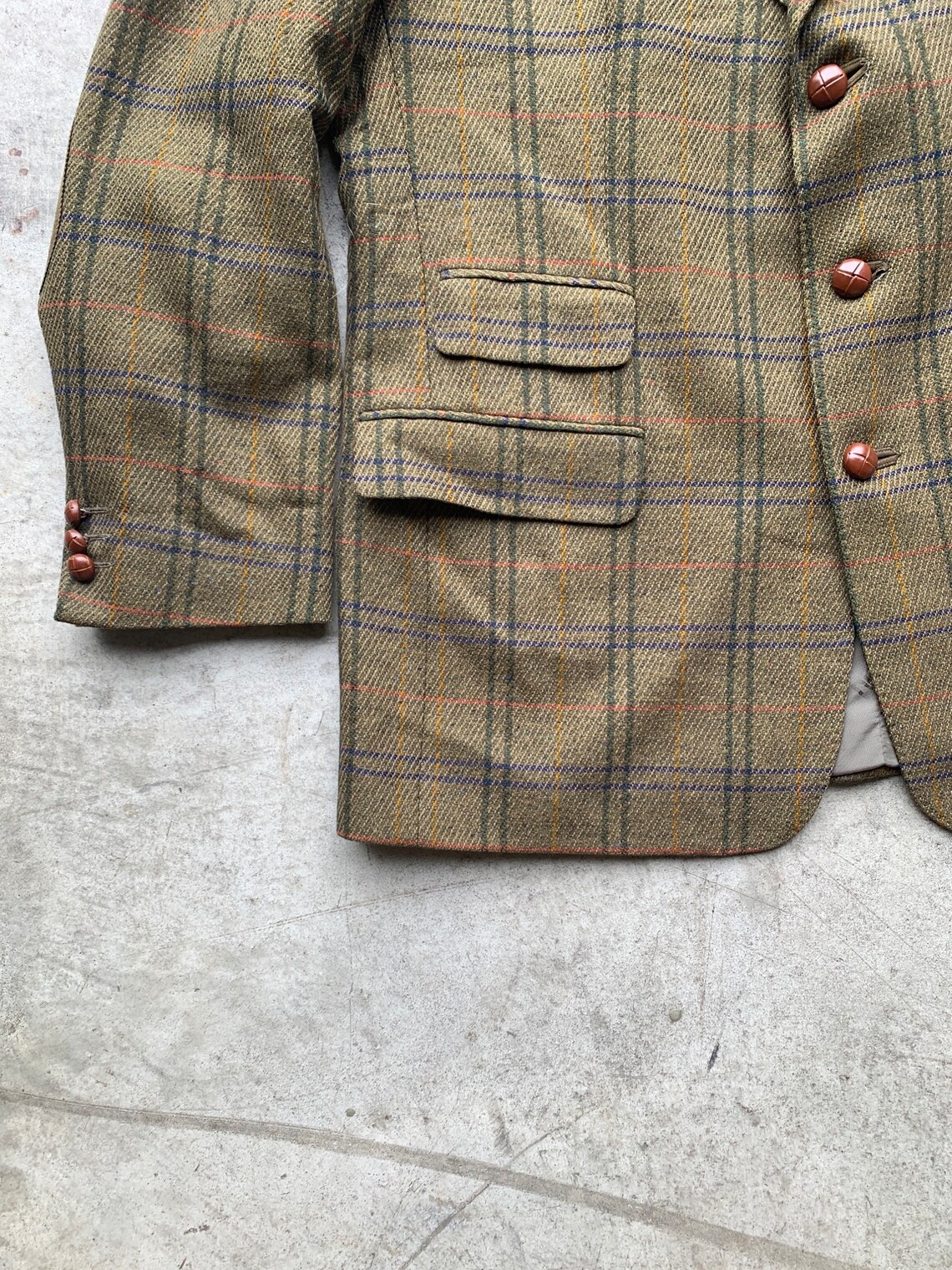 Vintage DAKS Signature Plaid Blazer Green | Tartan Print Blazer ...