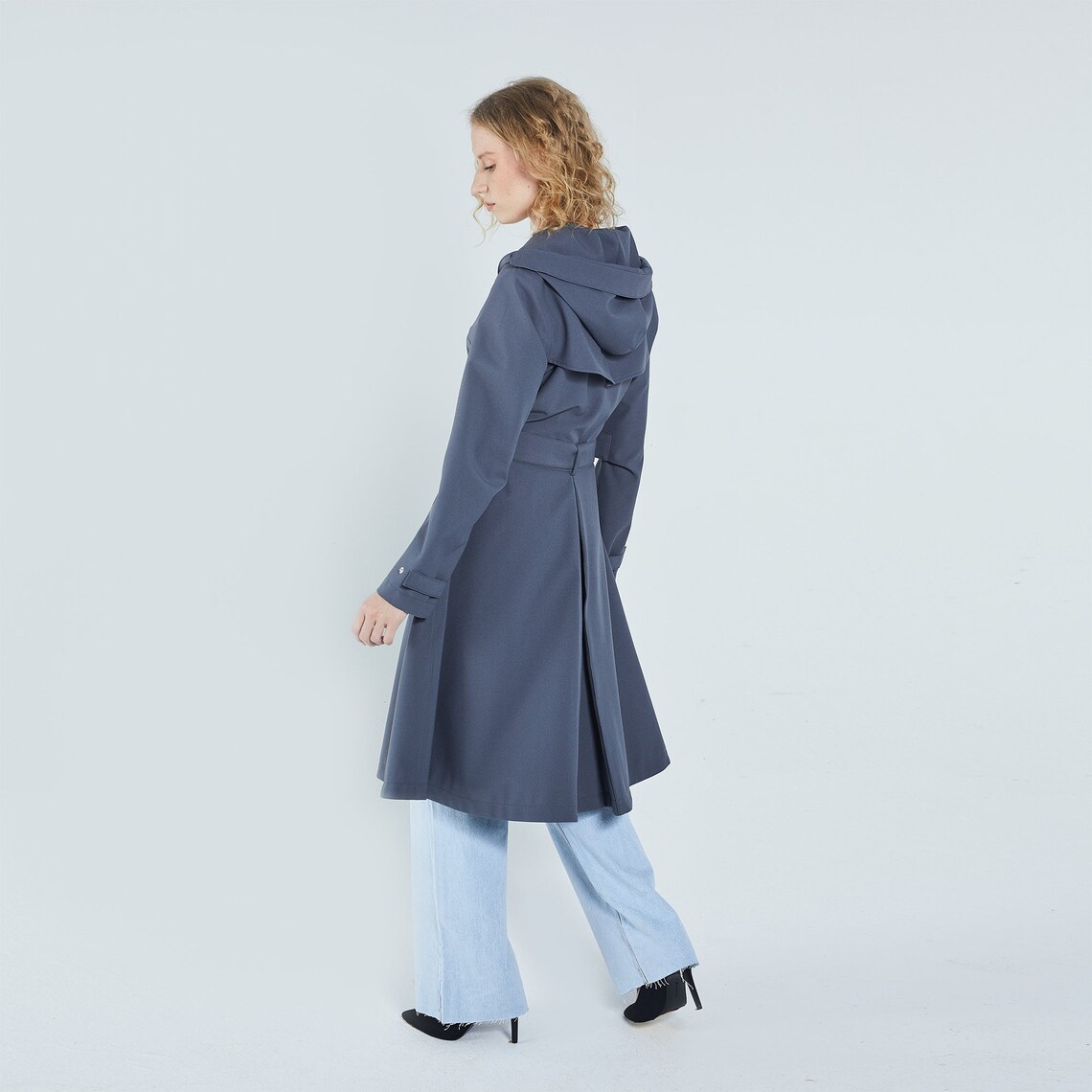 Grey Flare Raincoat - Recycled Materials - Etsy