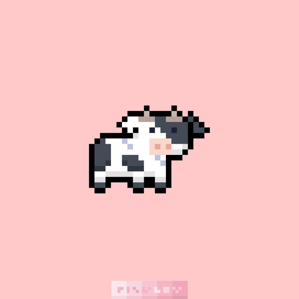 Cow Pixel Art - Kawaii Cow Digital Art for Small Prints, Emojis, Emotes ...
