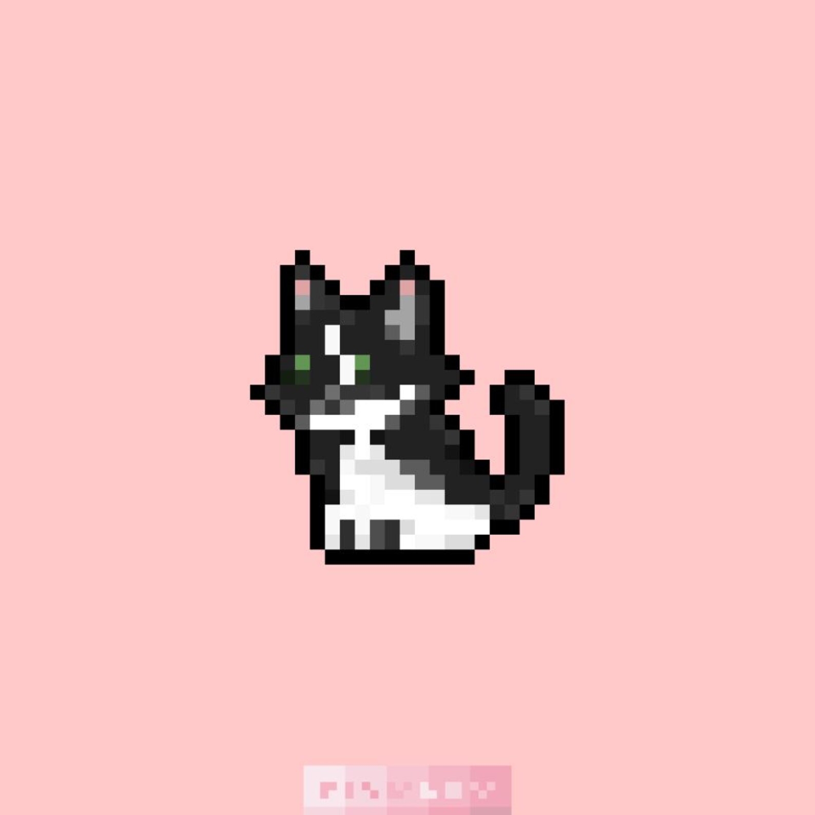 Tuxedo Cat Pixel Art - Kawaii Kitty Digital Art for Small Prints ...