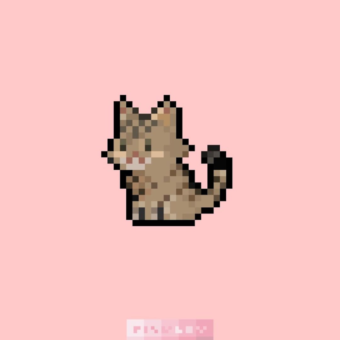 Tabby Cat Pixel Art - Kawaii Kitty Digital Art for Small Prints, Emojis ...