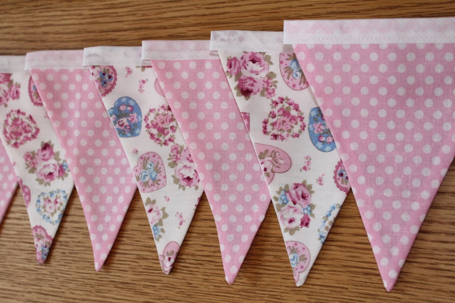 Pink Floral Bunting Pink Floral Banner Hearts Bunting - Etsy