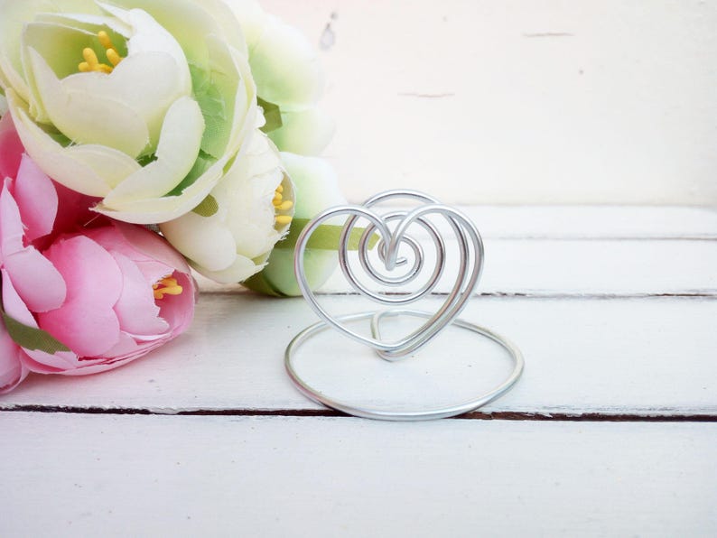 Table Number Holder Heart Silver Menu Stand Gold Wedding - Etsy
