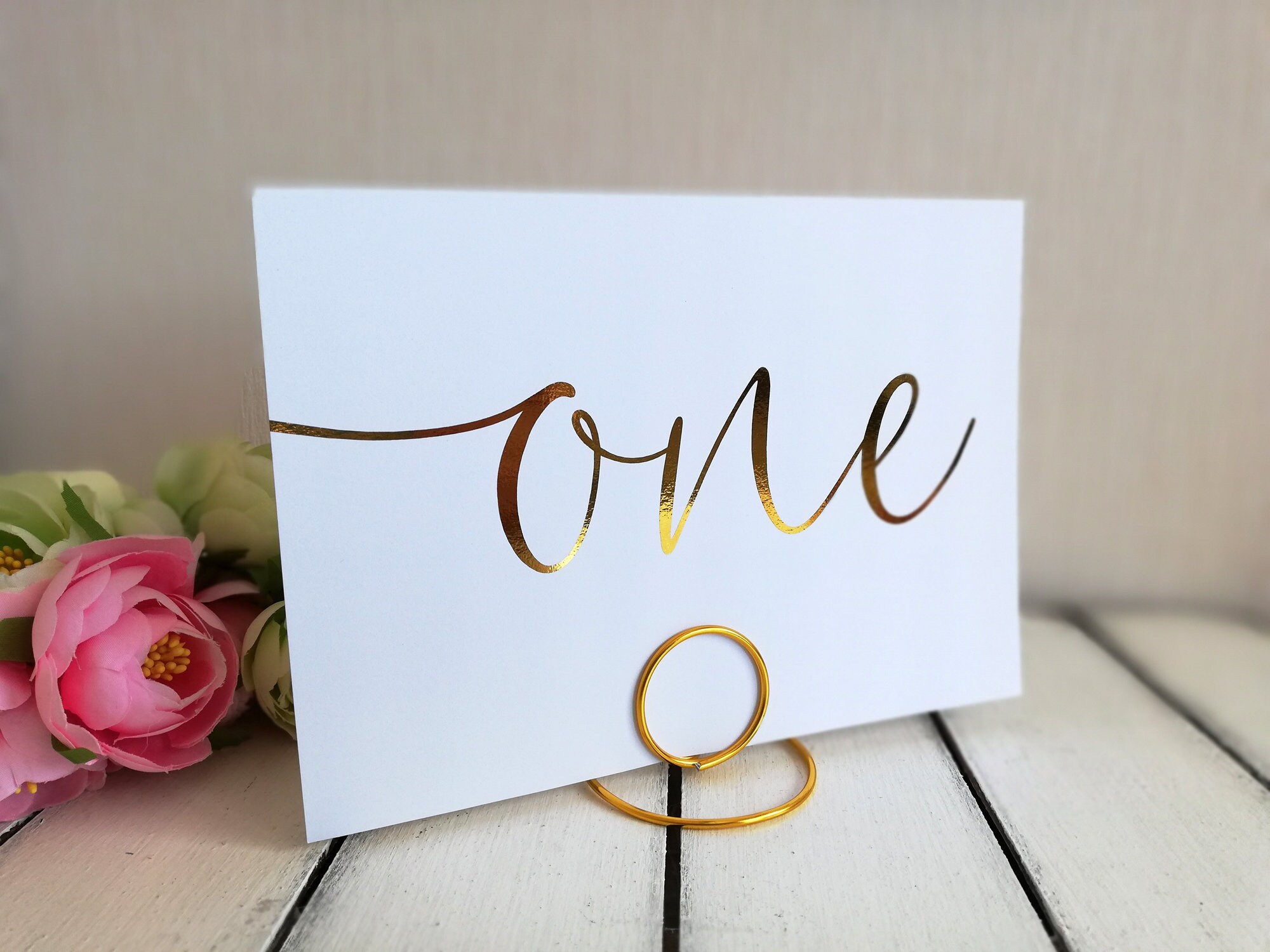 Menu stand Round table number holder Elegant number card | Etsy