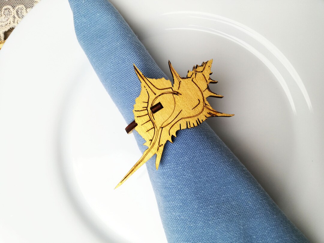 Sea Snail Napkin Rings Seashell Serenade, Bolinus Cornutus, Horned ...