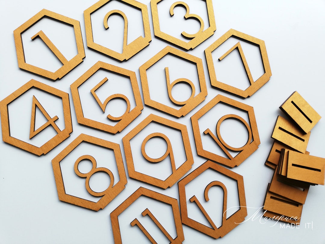 Wooden Hexagon Table Number With Base for Wedding and Special Event - Etsy