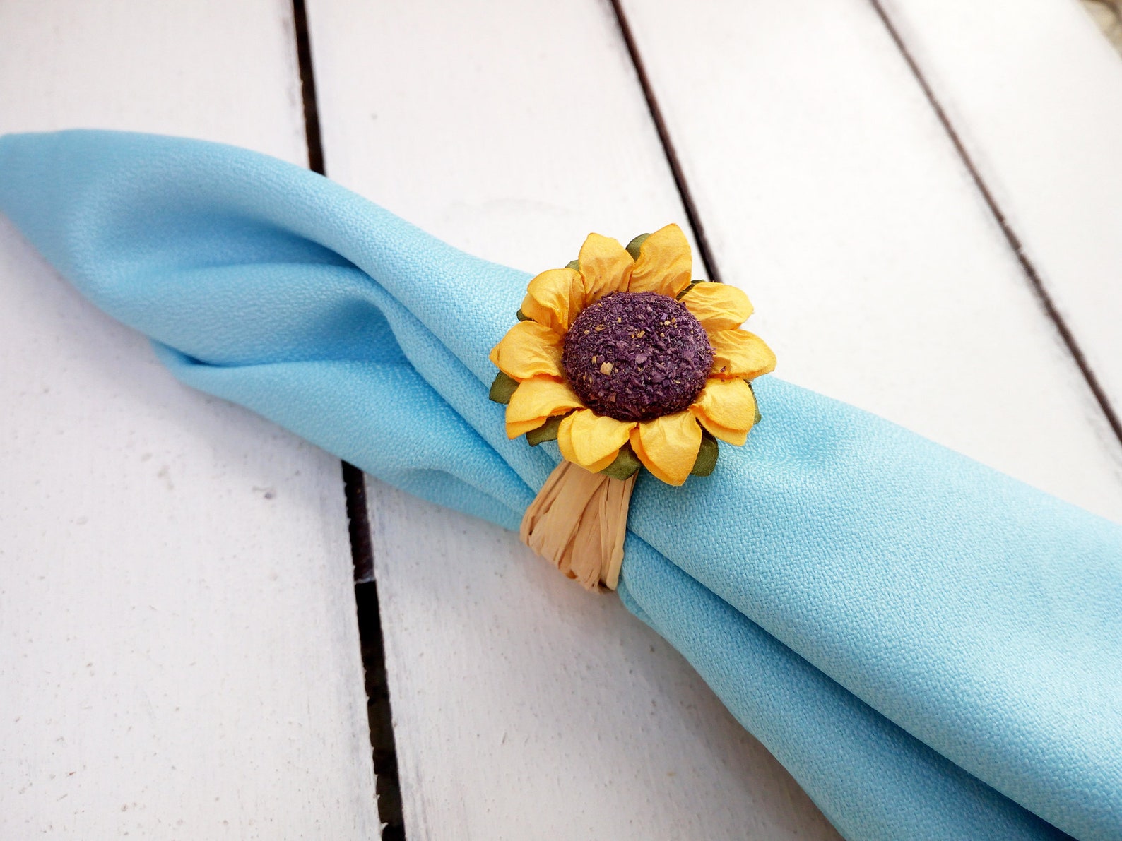 Sunflower Napkin Ring Holder Rustic Wedding Table Decor - Etsy
