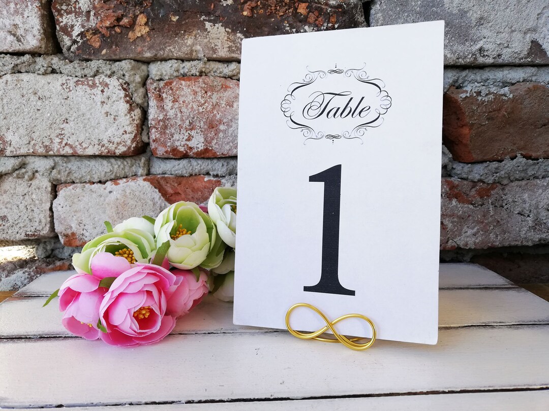 Infinity Table Number Holder, Gold Table Centerpieces, Silver Menu ...