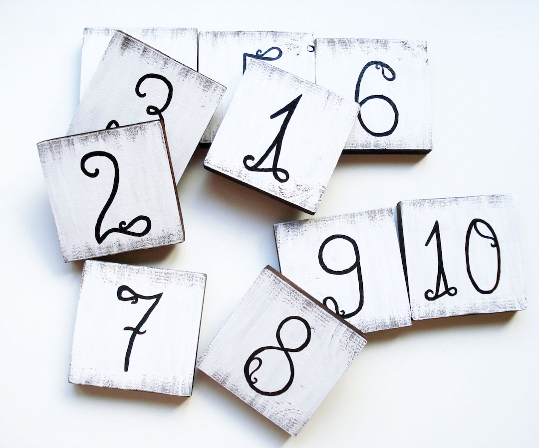 Vintage Wedding Table Number, Wood Block Alone Table Numbers, White ...