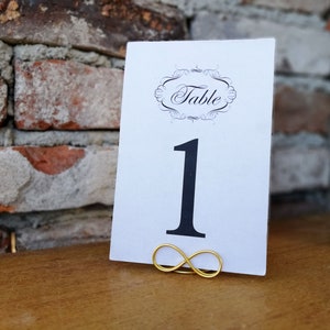 Infinity Table Number Holder, Gold Table Centerpieces, Silver Menu ...