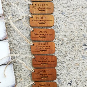 Groom Survival Kit Tag, Survival Kit, Wooden Gift Tags, Groom Gift ...
