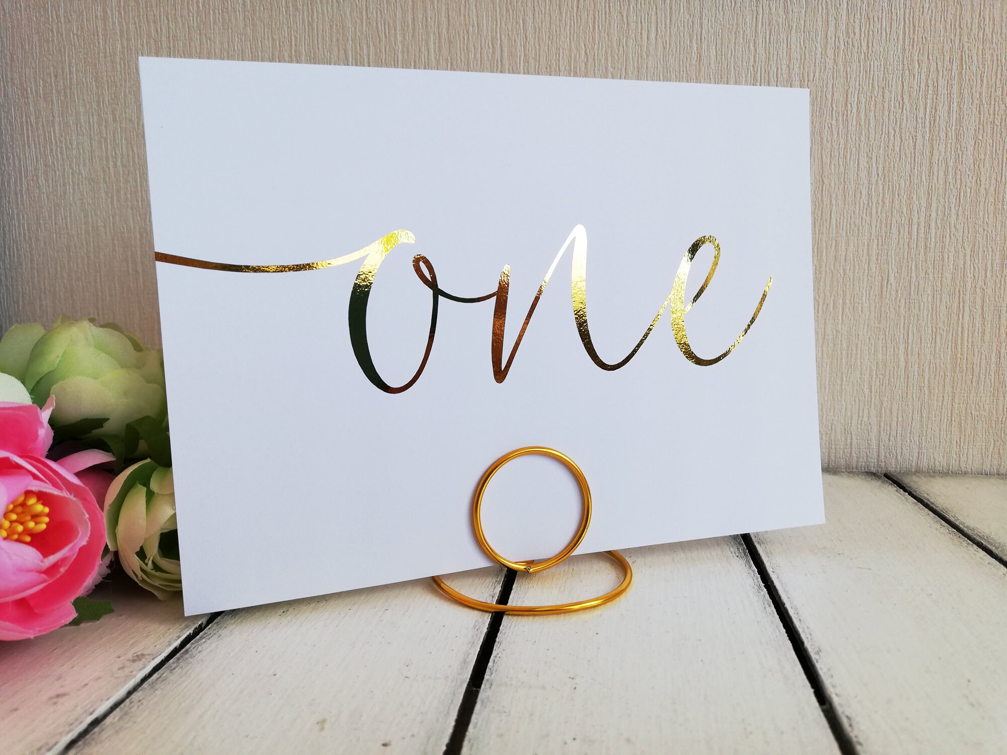 Menu stand Round table number holder Elegant number card | Etsy