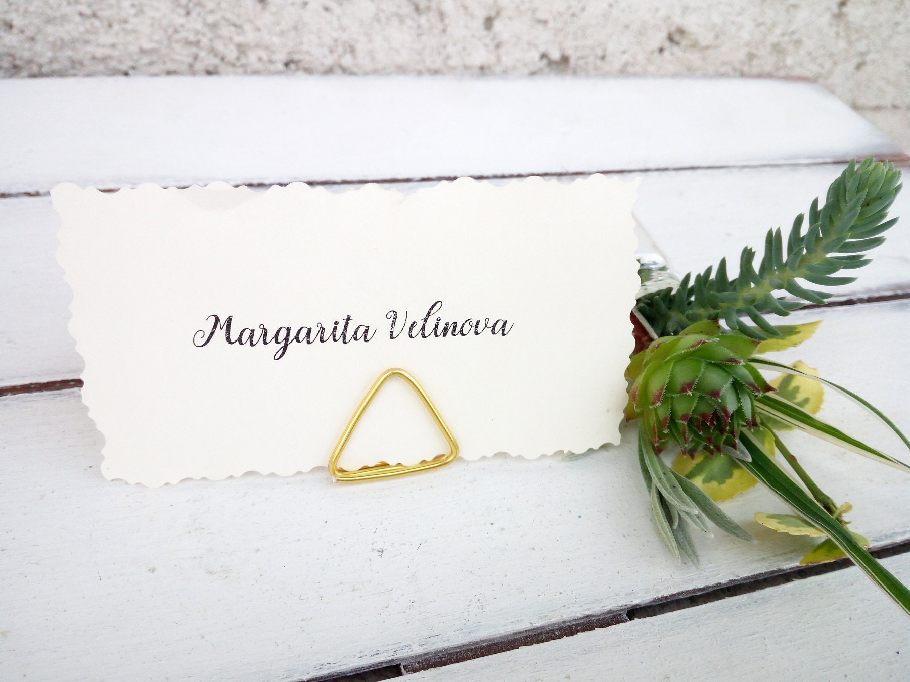 Triangle Place Card Holder Geometric Escort Card Holder Boho - Etsy