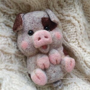 Pig Needle Felted Brooch Pink Piggy Needle Felting Brooch Wool Felt ...