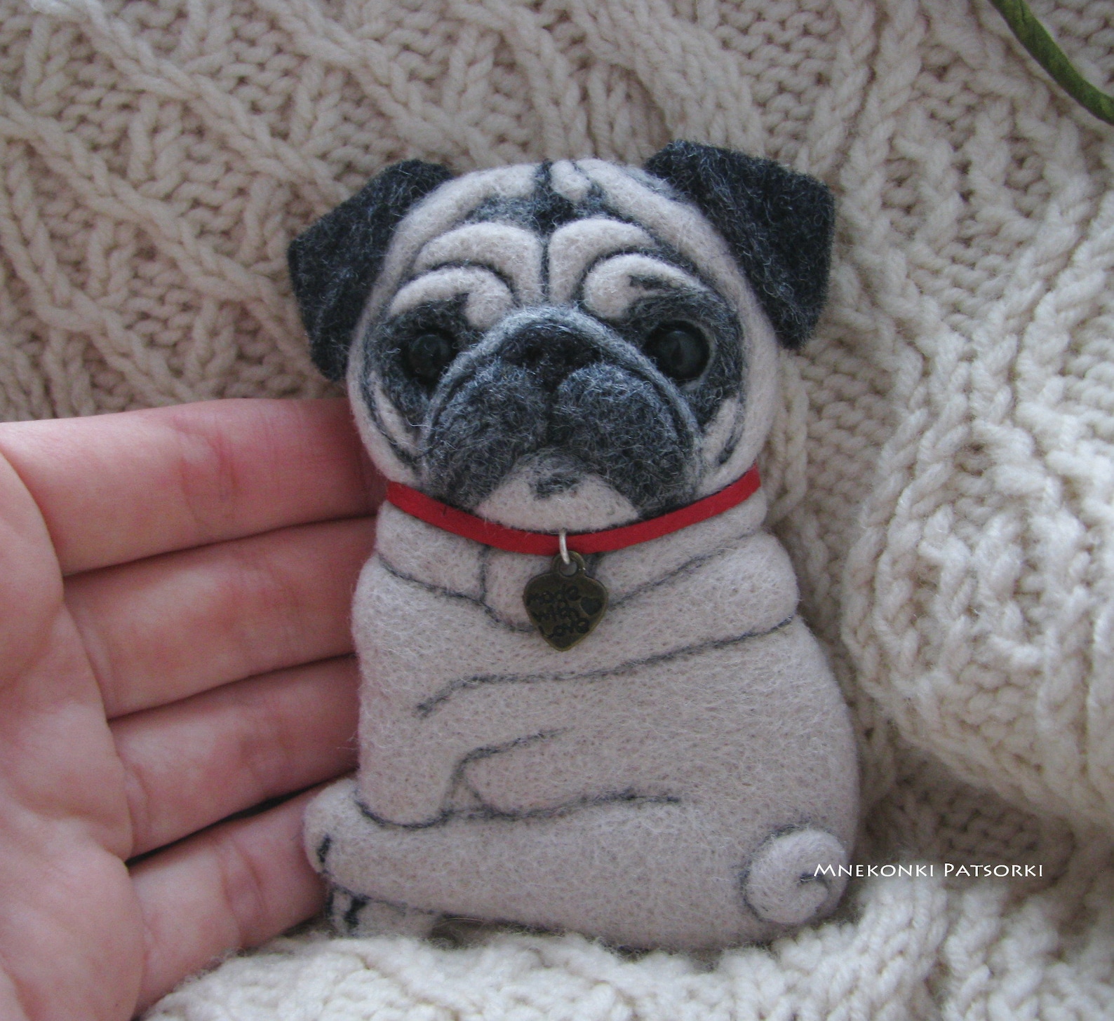 Pug Handmade Felt Brooch Made to Order Pug Needle Felting Dog | Etsy