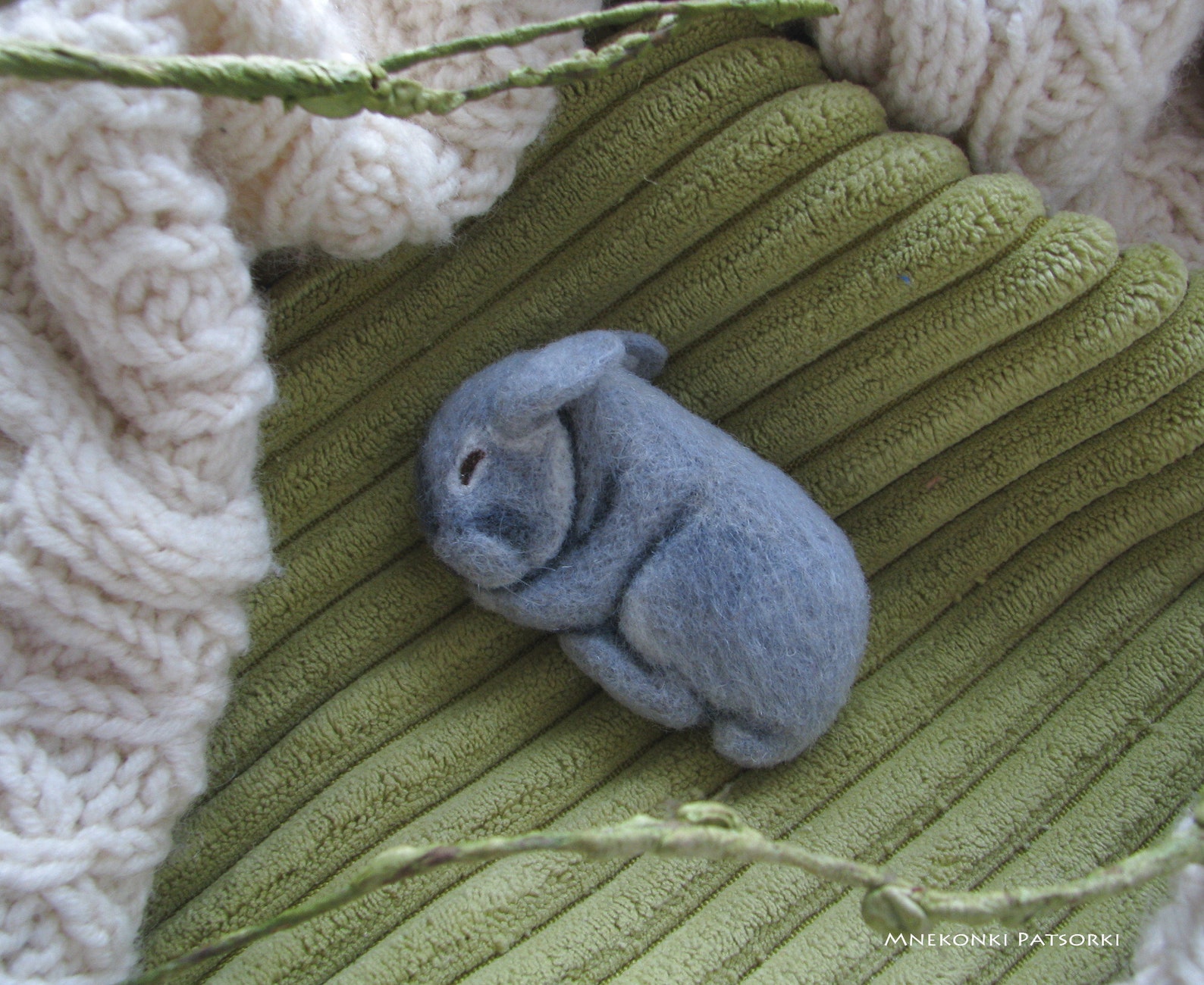 Handmade Brooch Sleeping Bunny Needle Felting Rabbit Wool | Etsy