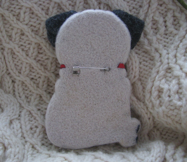 Pug Handmade Felt Brooch Made to Order Pug Needle Felting Dog - Etsy