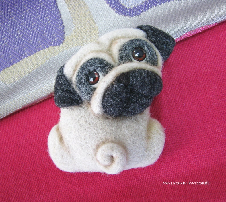 Pug Handmade Felt Brooch Made to Order Pug Needle Felting Dog Wool ...