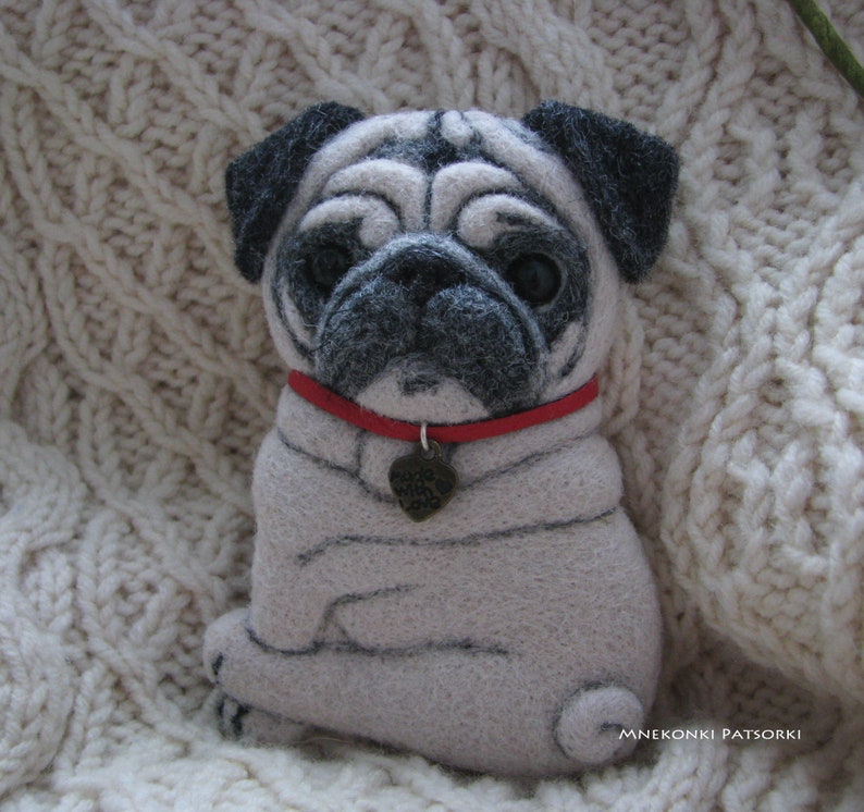 Pug Handmade Felt Brooch Made to Order Pug Needle Felting Dog - Etsy