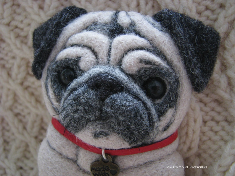 Pug Handmade Felt Brooch Made to Order Pug Needle Felting Dog - Etsy